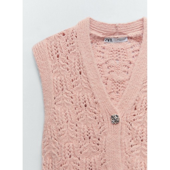Zara | Sweaters | Zara Jewel Button Pointelle Vest | Poshmark